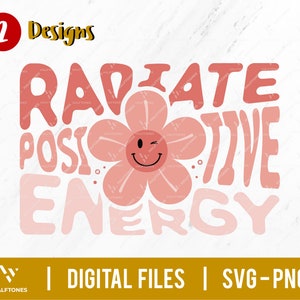 Radiate Positive Energy SVG Retro Svg Design Hippie Svg - Etsy
