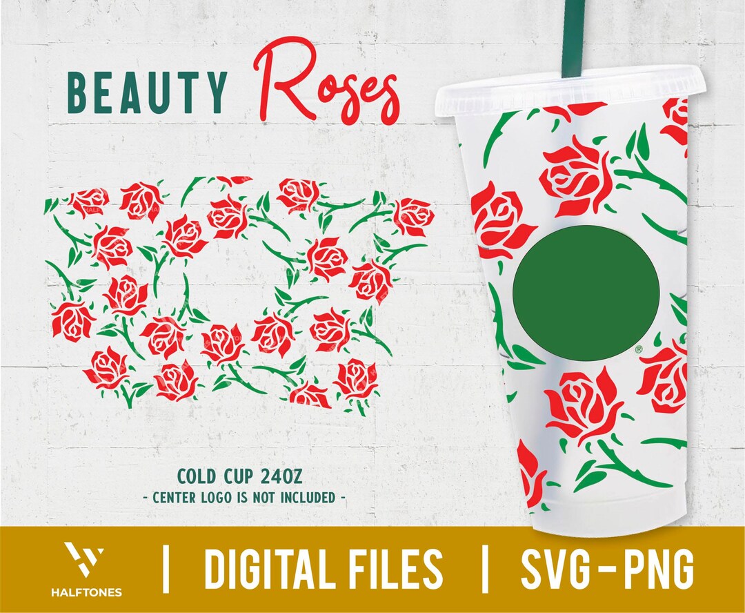 Roses Valentines Cup Wrap Svg, Floral Rose Svg, Cute Beauty Flower ...