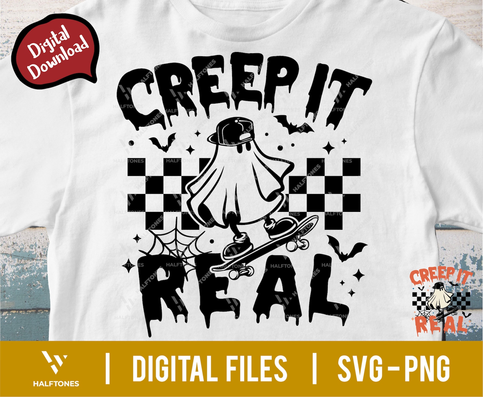 Retro Creep It Real SVG Ghost Skateboarding Svg Boy - Etsy