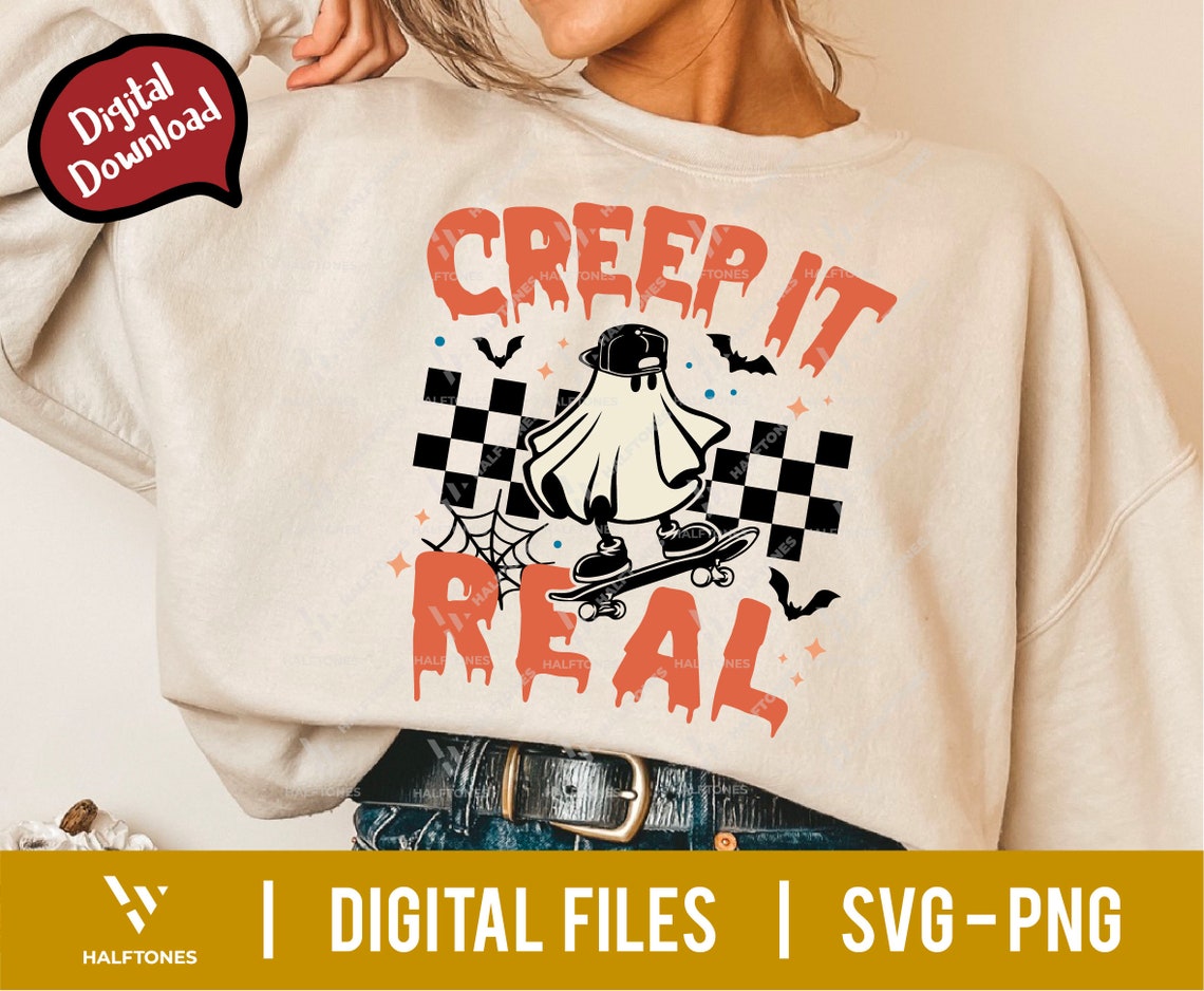 Retro Creep It Real SVG Ghost Skateboarding Svg Boy - Etsy