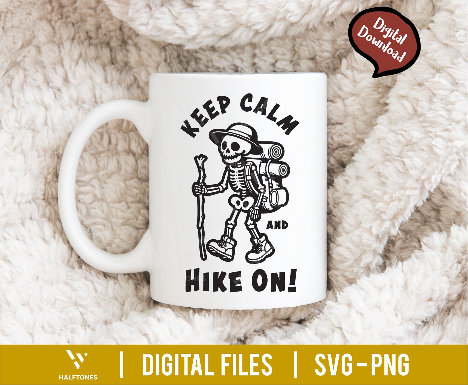 Keep Calm and Hike on SVG, Skeleton Hiking Svg, Funny Skull Camping Svg ...