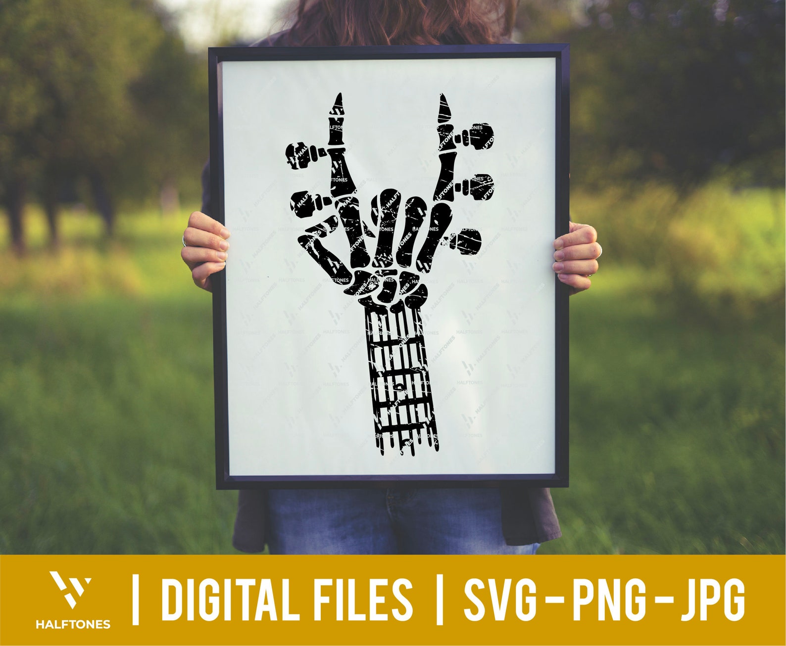 Guitar Skeleton hand svg music svg music love svg grunge | Etsy