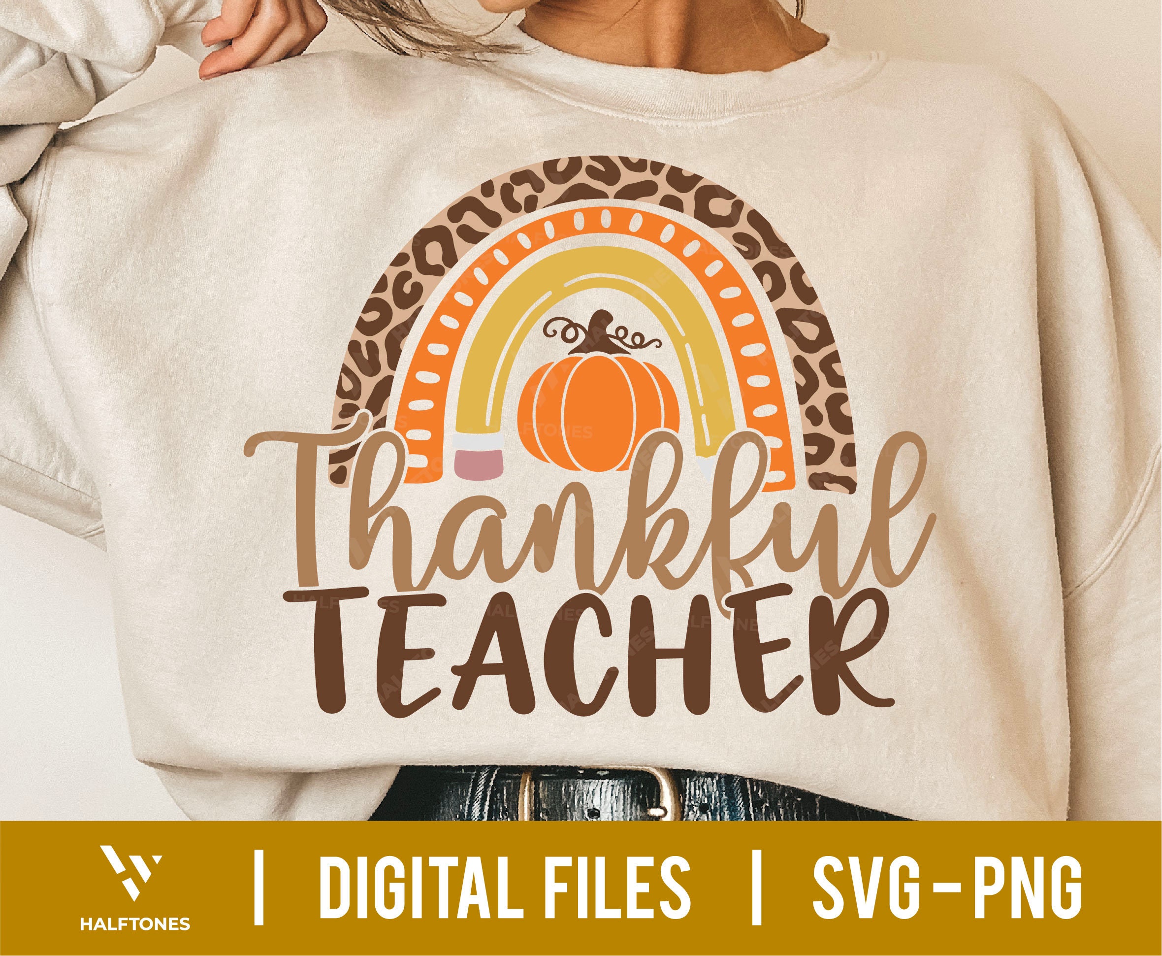 Thankful Teacher SVG Rainbow Teacher Svg Thanksgiving - Etsy