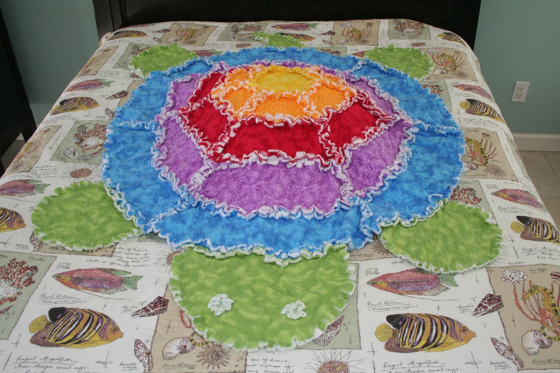 Rainbow Turtle - Rag Quilt - Etsy