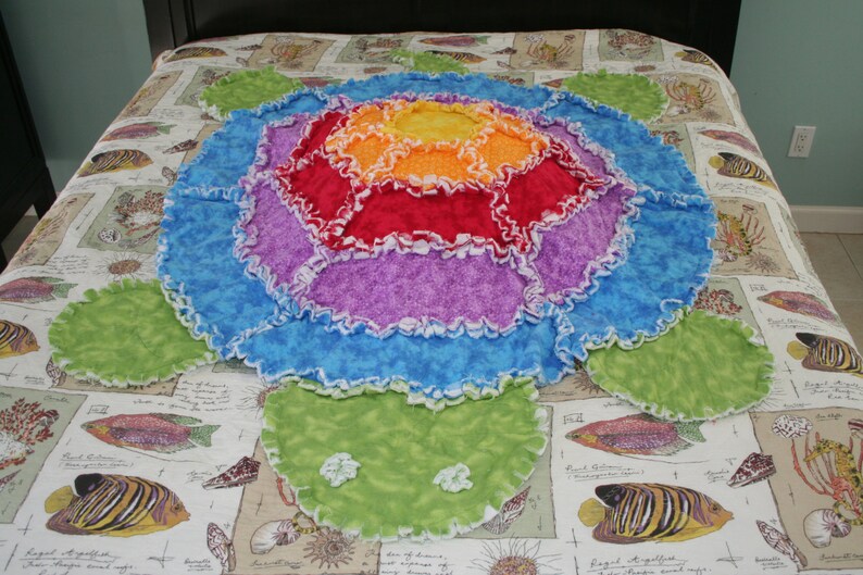 Rainbow Turtle - Rag Quilt - Etsy
