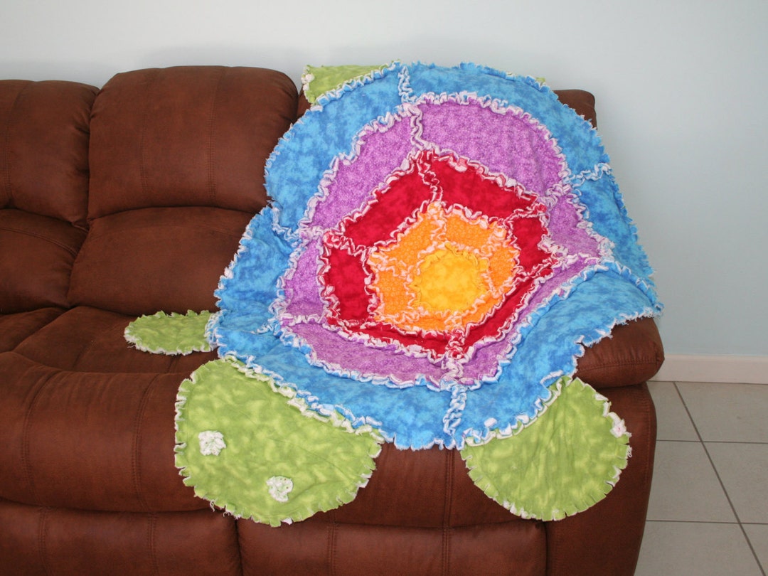 Rainbow Turtle - Rag Quilt - Etsy