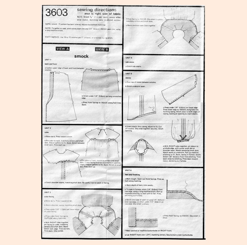 PDF Digital Download Sewing Pattern - Vintage 1970s Womens Smock ...