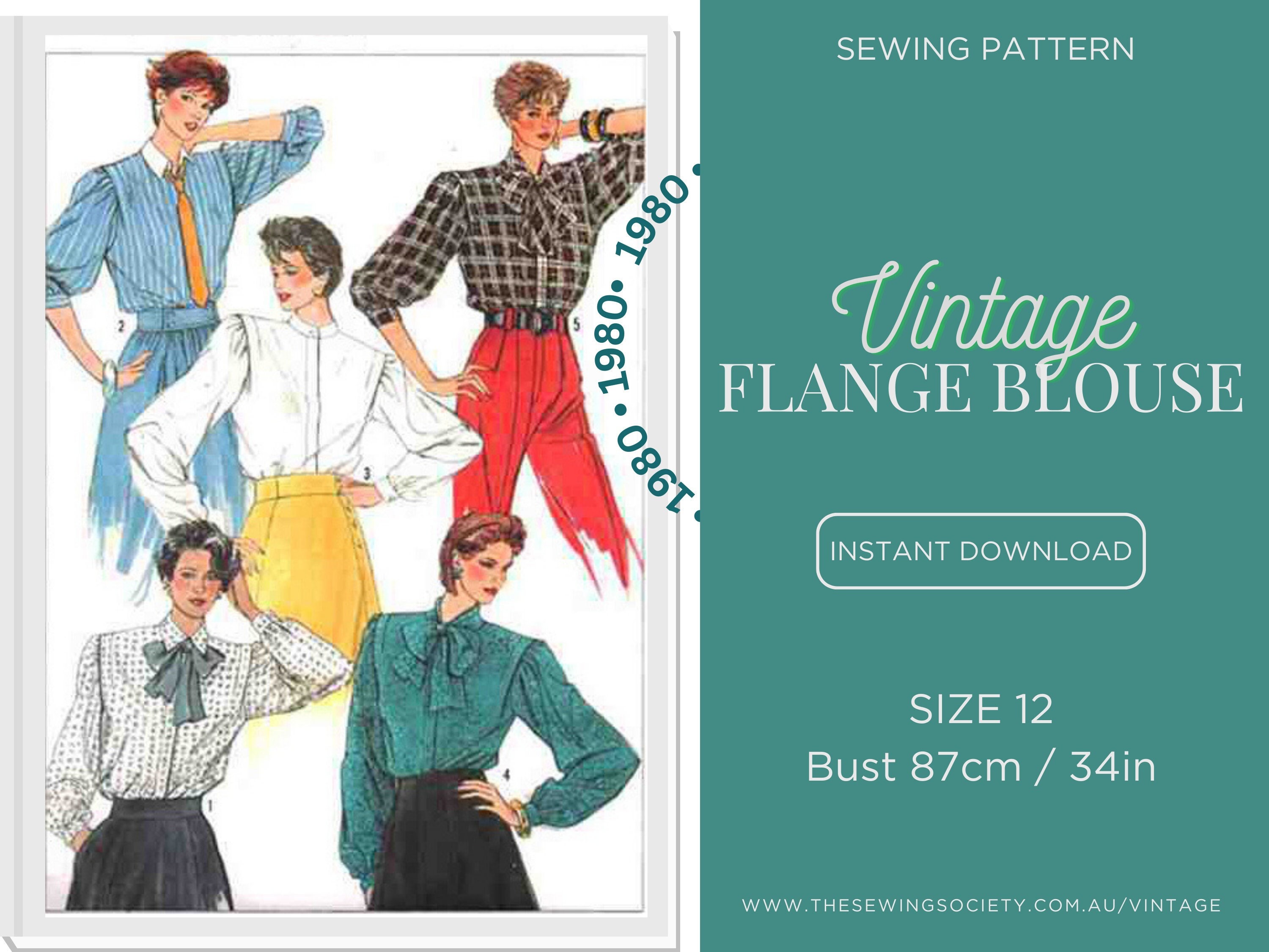 PDF Digital Download Sewing Pattern Vintage 1980s Womens Blouse ...