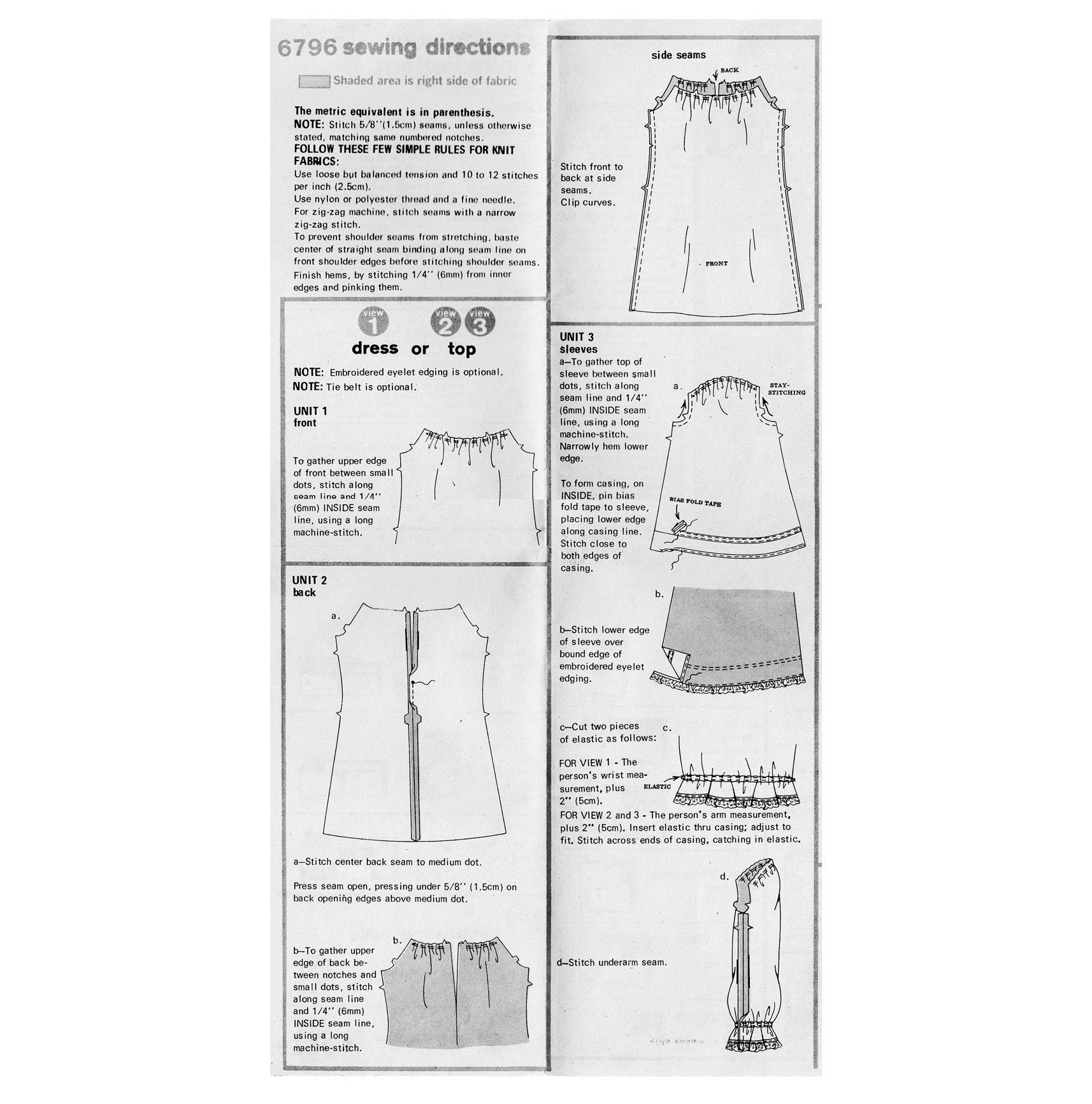 PDF Digital Download Sewing Pattern Vintage 1970s Women's Yoke Dress ...