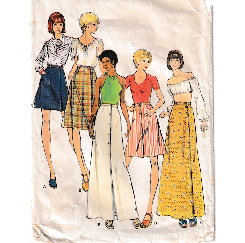 Vintage 1970s Aline Wrap Skirt Sewing Pattern – Size 12 (PDF Digital ...