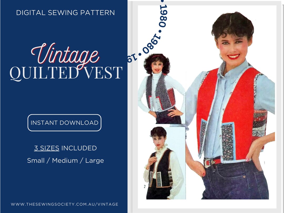PDF Digital Download Sewing Pattern - Vintage 1980s Women's Quilted ...