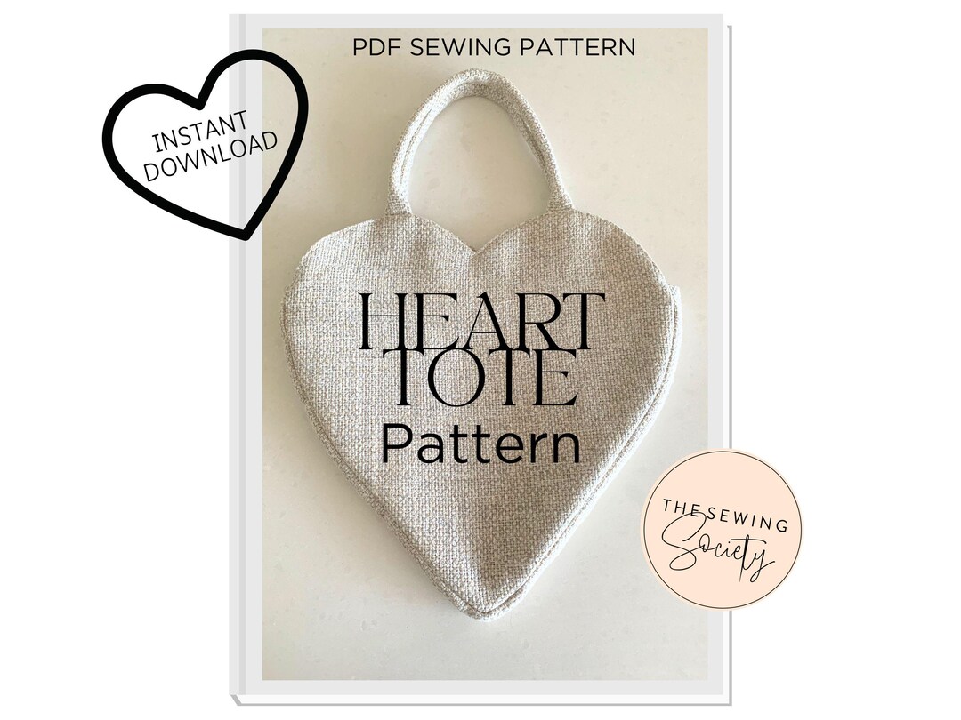 Heart Tote Bag Sewing Pattern: Lined Tote With Instructions (PDF ...
