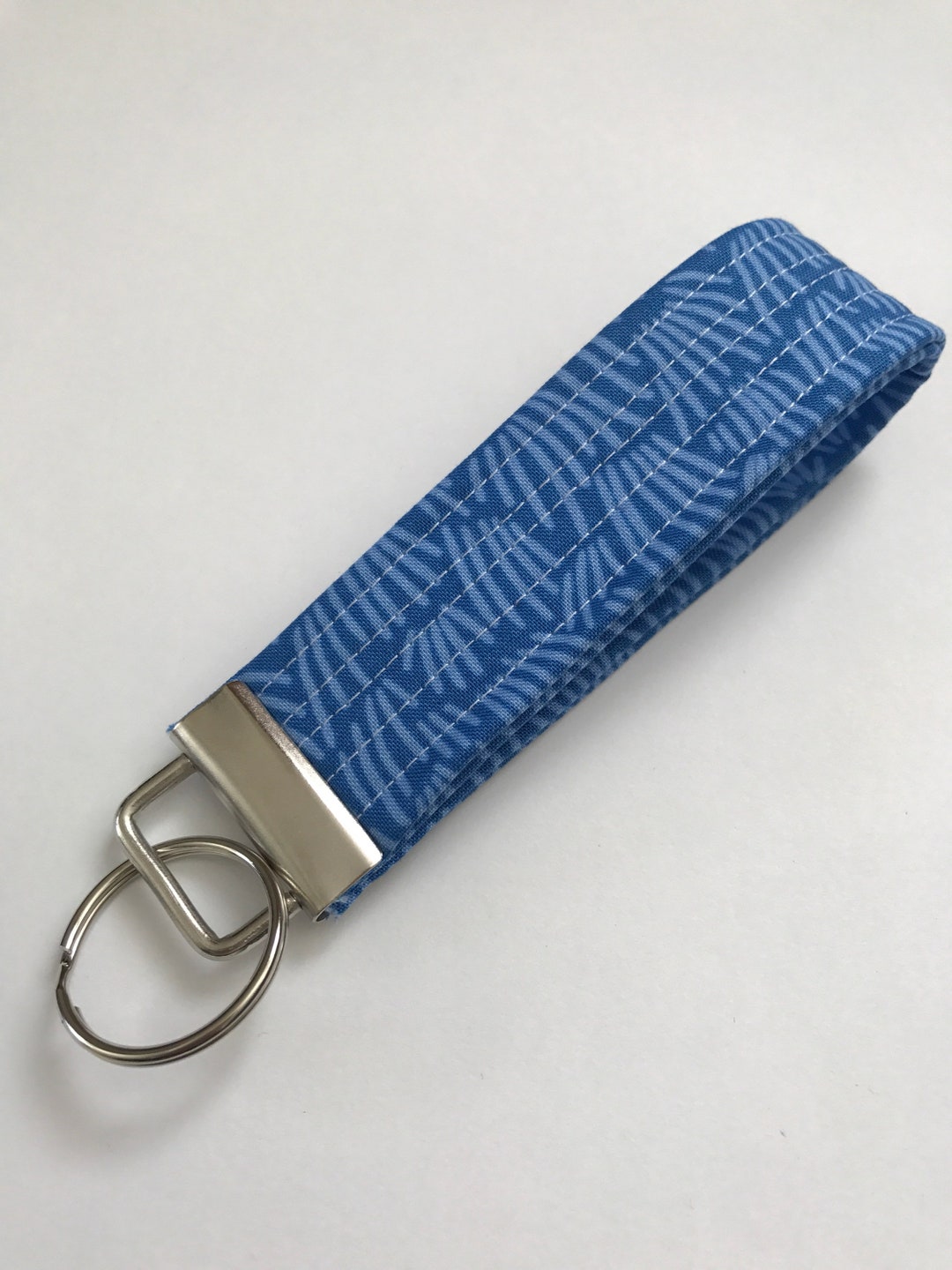 Blue Quilted Key Fob, Wristlet Key Chain for Women, Gifts Under Ten ...