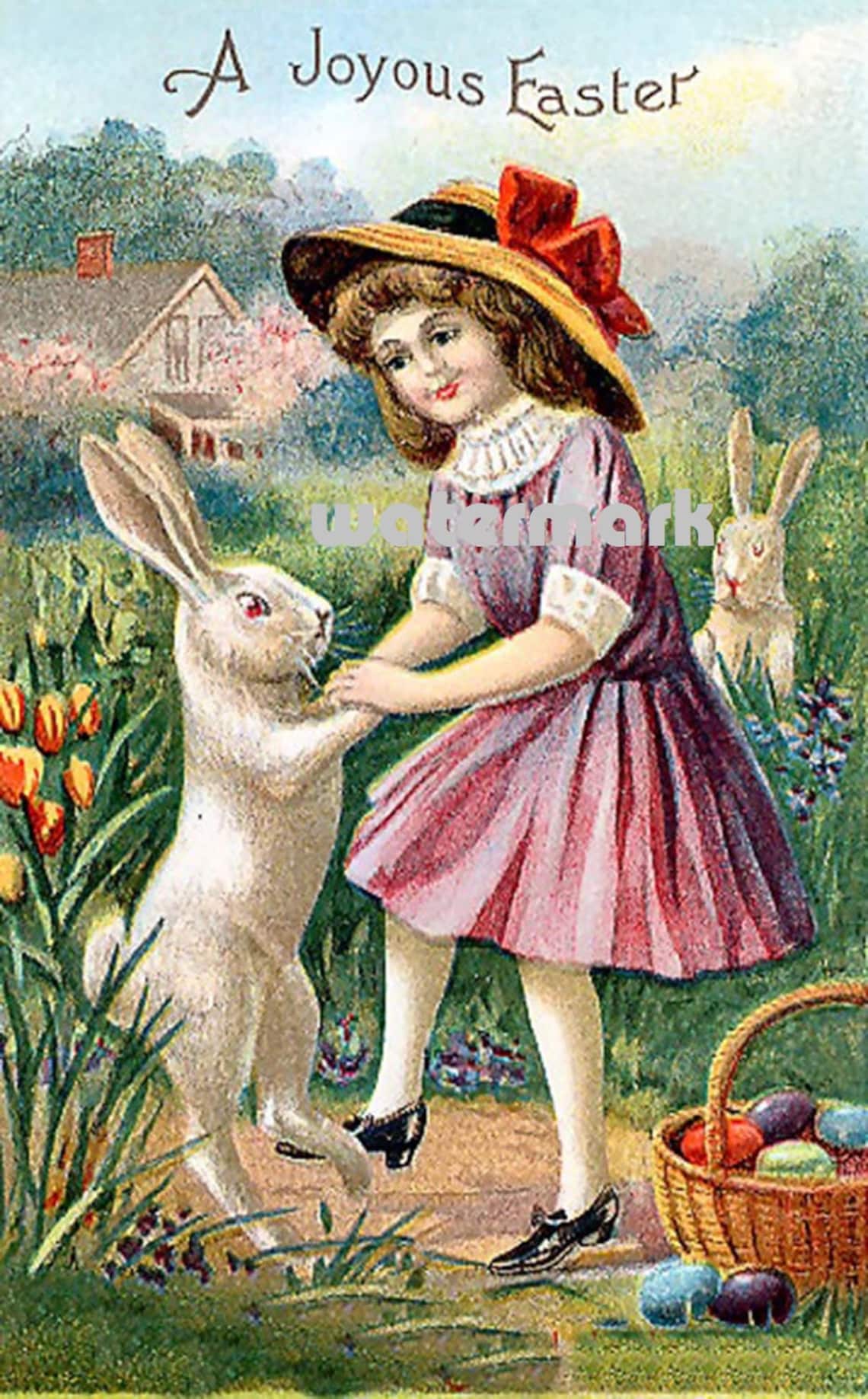 5 Digital Victorian Vintage Easter Postcards Images for Crafting ...
