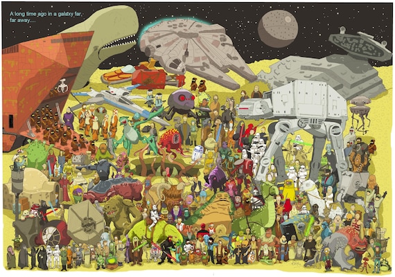 Hand-drawn A1 Star Wars Cartoon Poster Print | Etsy