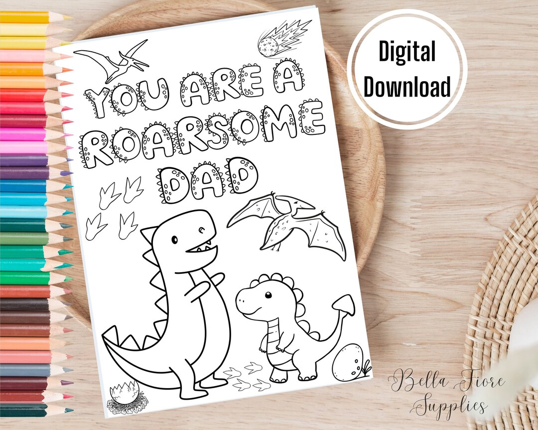 Roarsome Dad, Printable Card, Digital Card, Instant Download, Fathers ...