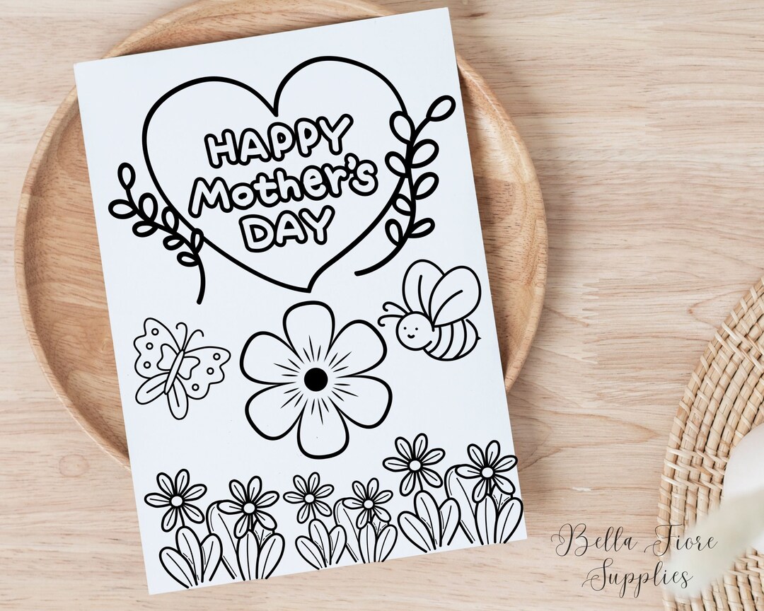 Coloring Happy Mothers Day Card, Printable Card, Digital Card, Instant ...