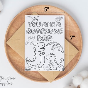Dinosaur Fathers Day Card, Roarsome Dad Coloring Page (digital Card) - Etsy