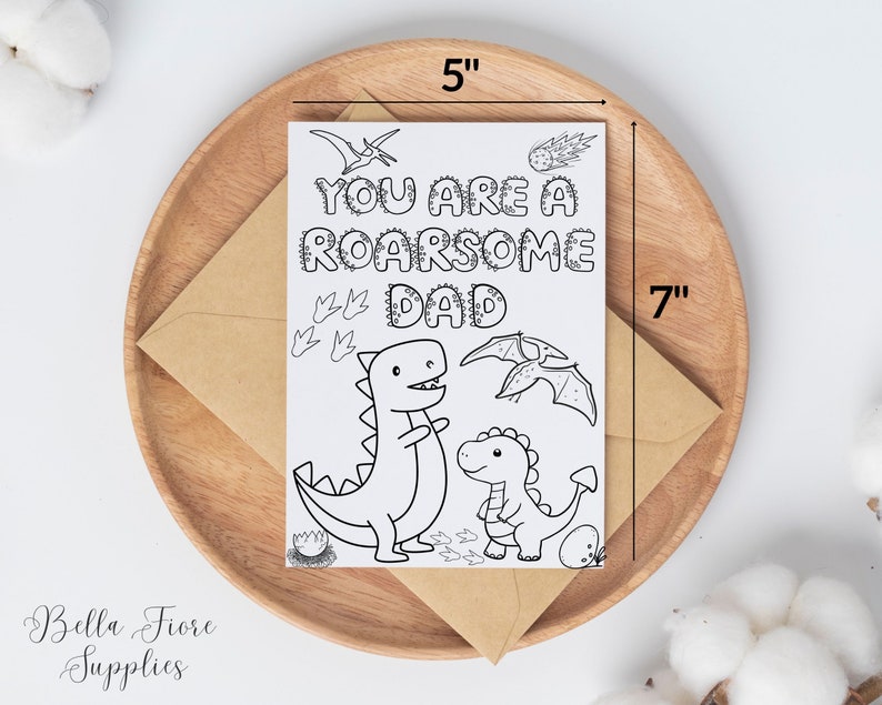 Dinosaur Fathers Day Card, Roarsome Dad Coloring Page (digital Card) - Etsy