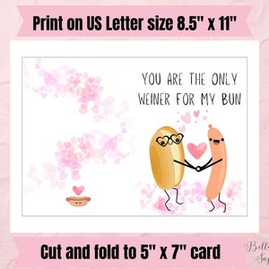 Funny Valentine's Day Card, Weiner Pun, Naughty Love Card (digital Card ...
