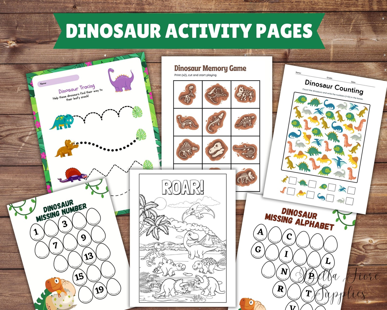Dinosaur Activity Sheets, Activity Book, Printable, Tracing Sheet ...