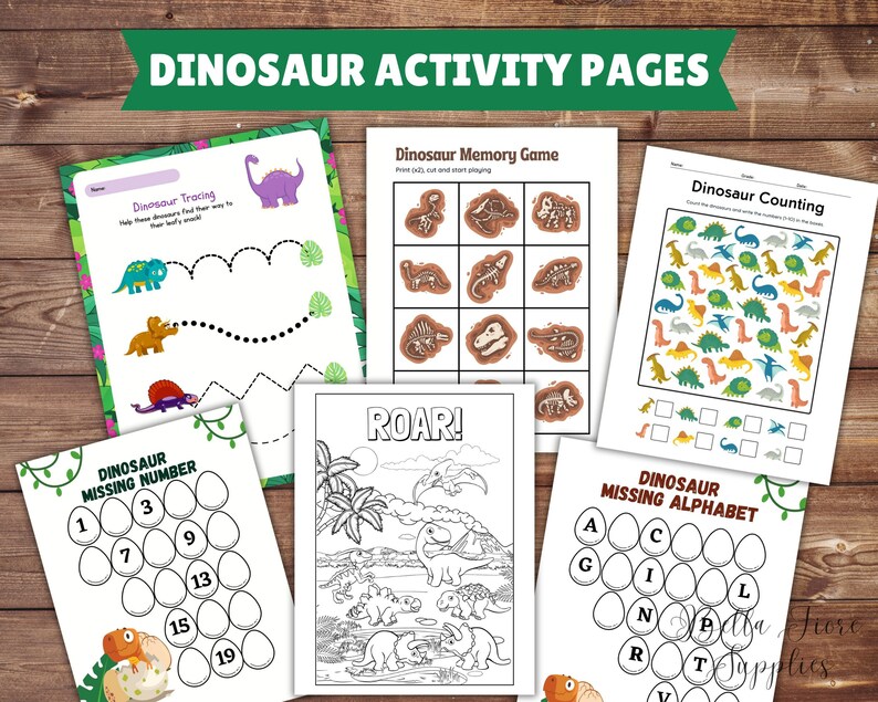 Dinosaur Activity Sheets, Activity Book, Printable, Tracing Sheet ...