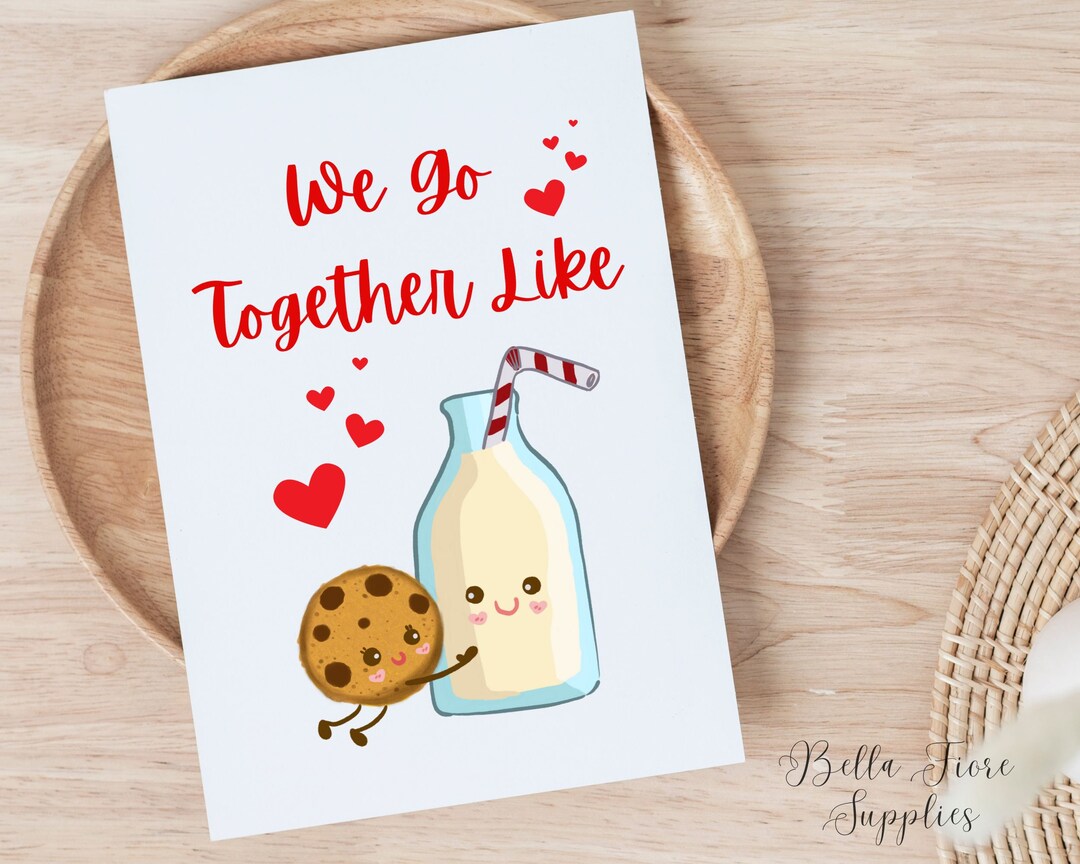 Milk and Cookies Valentine's Day Card, Funny Digital Download - Etsy