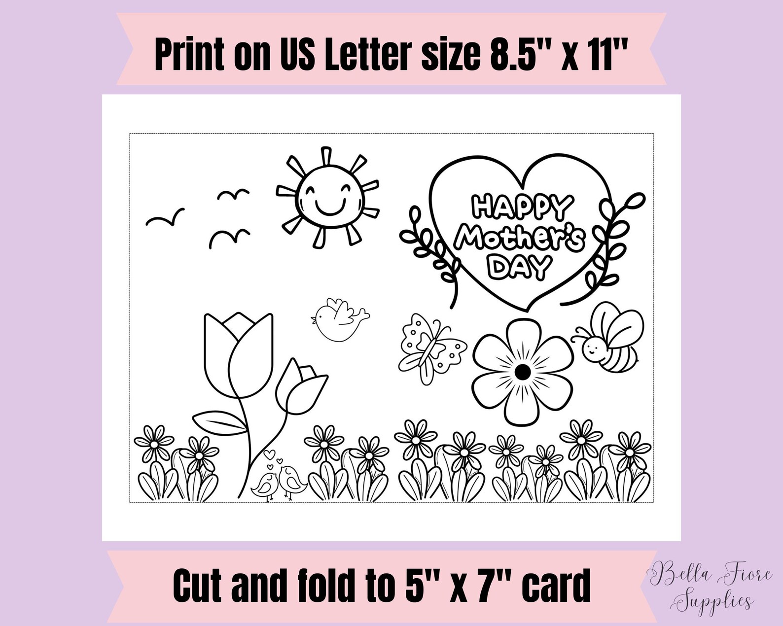 Coloring Happy Mothers Day Card, Printable Card, Digital Card, Instant ...