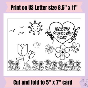 Coloring Happy Mothers Day Card, Printable Card, Digital Card, Instant ...