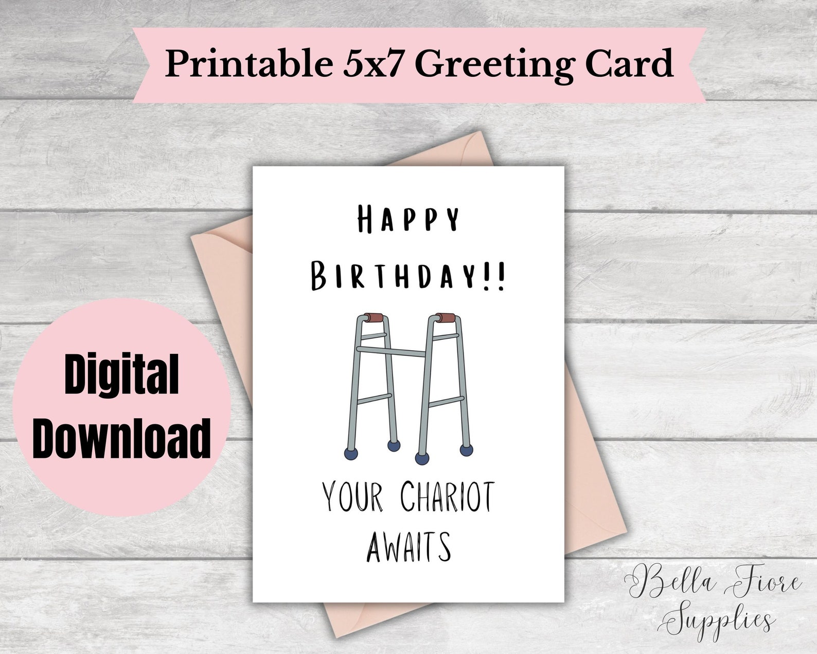 Your Chariot Awaits Birthday Card, Digital Card, Instant Download ...