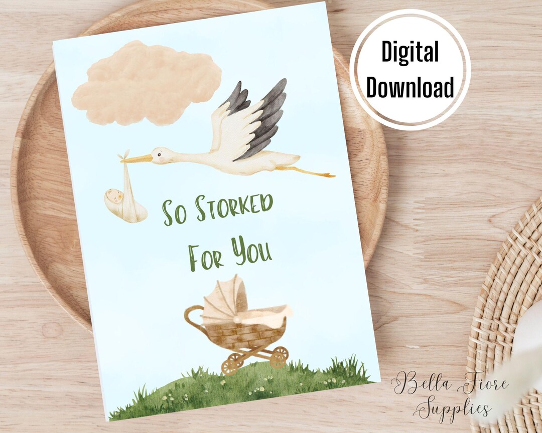 So Storked for You Baby Shower Card (digital Download) - Etsy