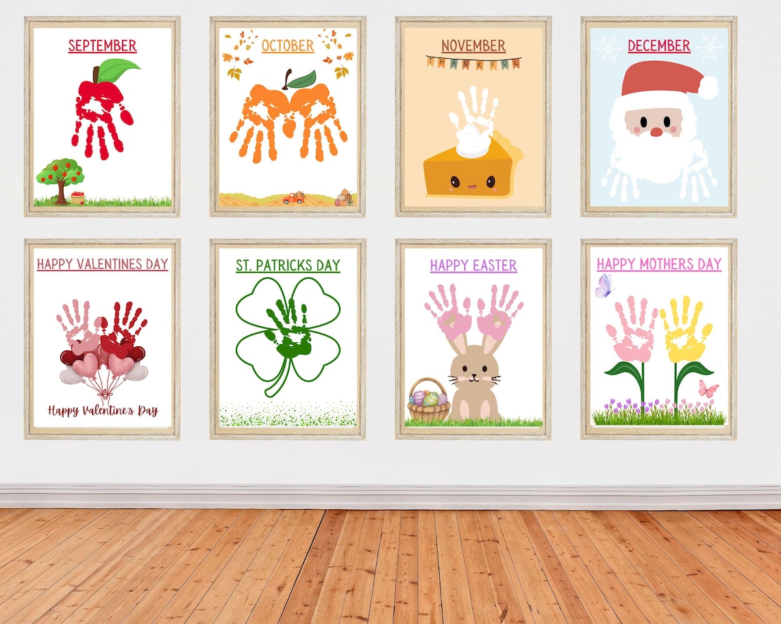 24 Monthly Handprint Art, Keepsake Craft (digital Download) - Etsy