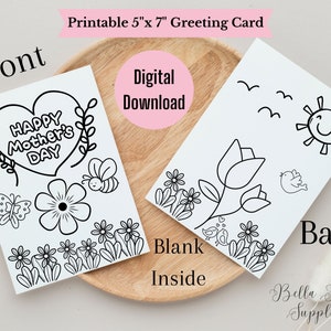 Coloring Happy Mothers Day Card, Printable Card, Digital Card, Instant ...