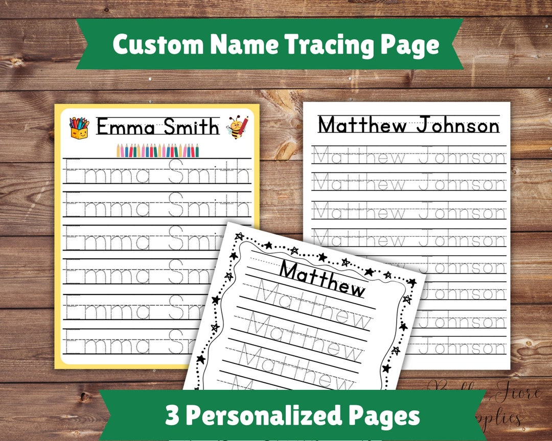 Custom Trace Name Page, Tracing Sheet, Handwriting Practice, Printable ...