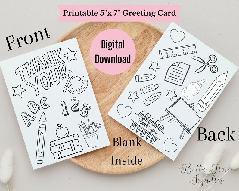 Thank You Coloring Card, Teacher Card, Teacher Appreciation, Printable ...