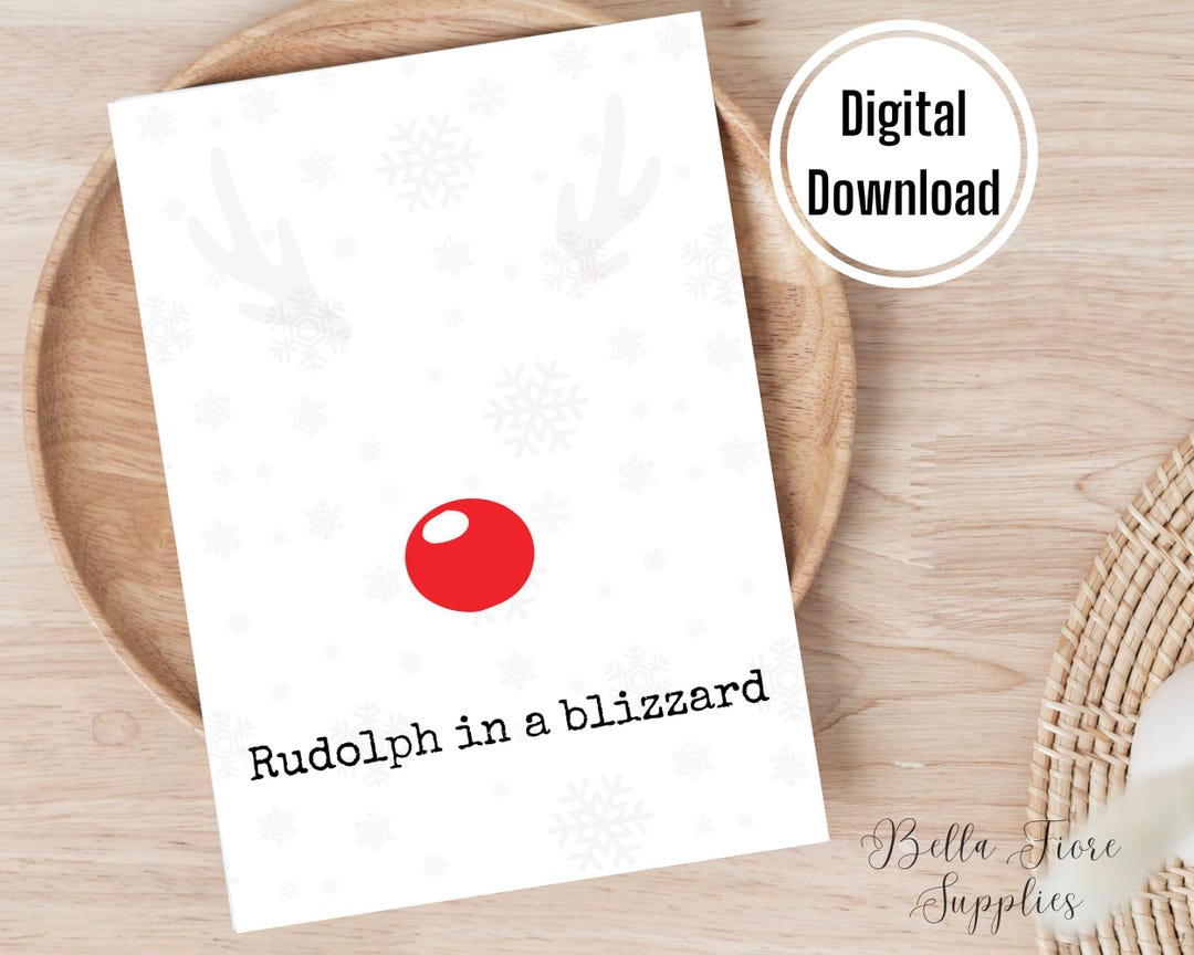 Rudolph in a Blizzard Card, Christmas Card, Digital Card, Instant ...