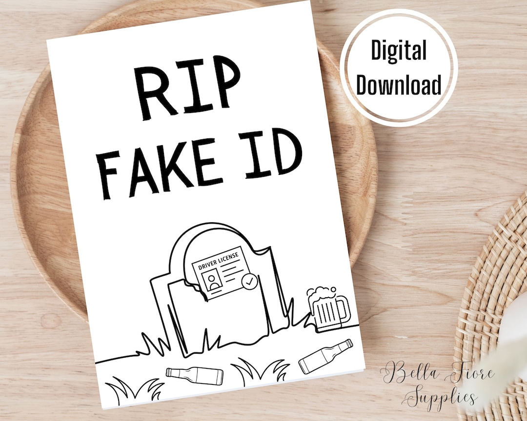 RIP Fake ID, 21st Birthday Card, Digital Card, Instant Download, Funny ...