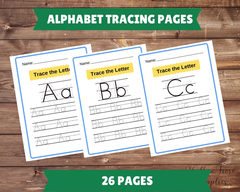 Alphabet Tracing Worksheet, Handwriting Practice (digital Download) - Etsy