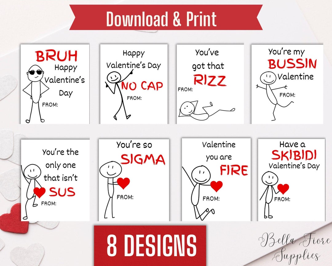Kids Slang Valentines Card, Kids Valentines, Digital Card, Instant ...