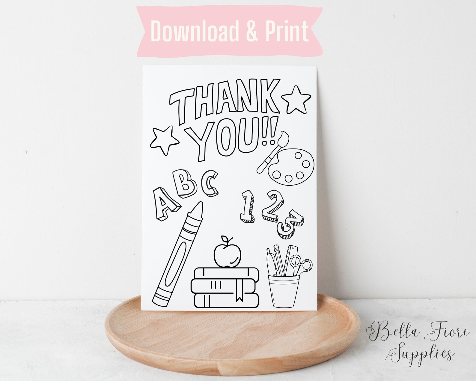 Thank You Coloring Card, Teacher Card, Teacher Appreciation, Printable ...