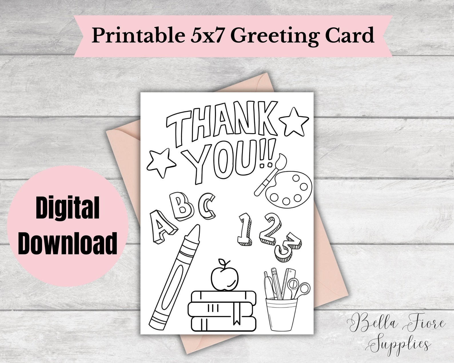 Thank You Coloring Card, Teacher Appreciation (digital Download) - Etsy