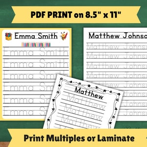 Custom Trace Name Page, Tracing Sheet, Handwriting Practice, Printable ...