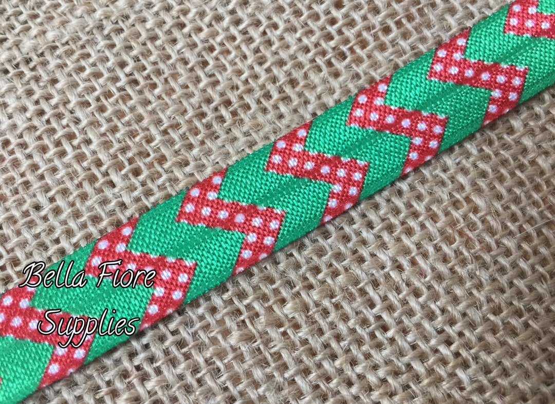 Navidad Polka Dot Fold Over Elastic- Red Green White Polka Dot fold ...