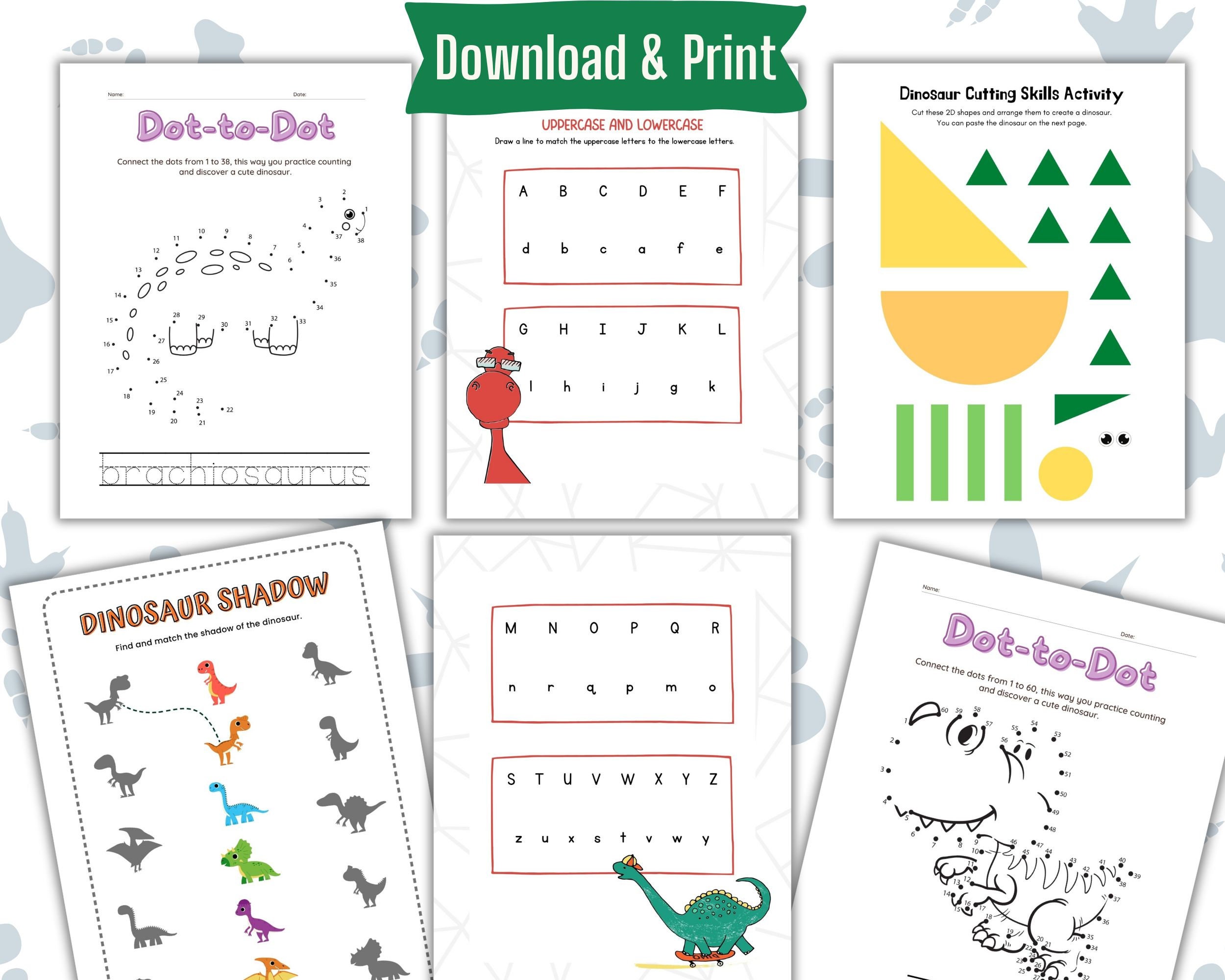 Dinosaur Activity Sheets, Activity Book, Printable, Tracing Sheet ...