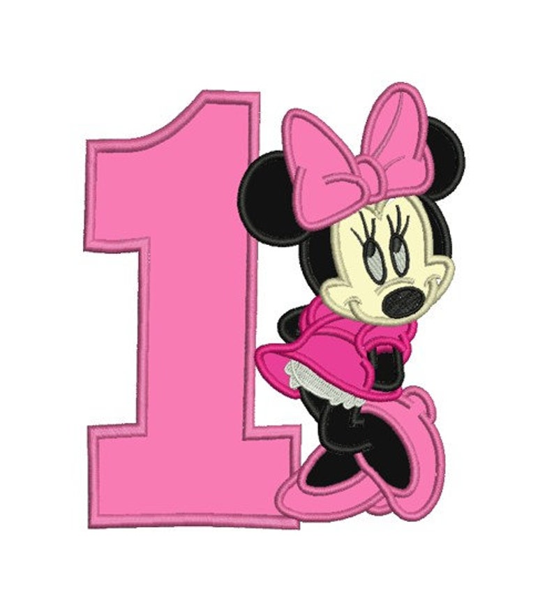 minnie mouse birthday number 1 applique machine embroidery | Etsy