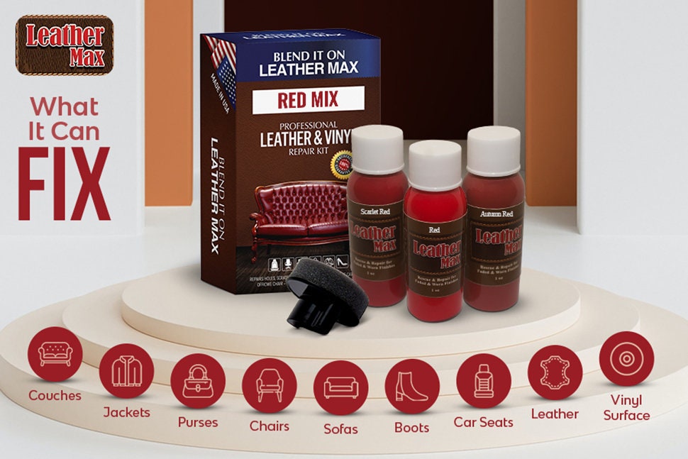 Leather Max Red Mix Vinyl and Leather Repair Kit - for Your Furniture ...