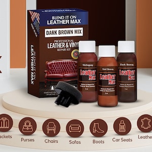 Leather Max Dark Brown Mix Vinyl and Leather Repair Kit - for Your ...