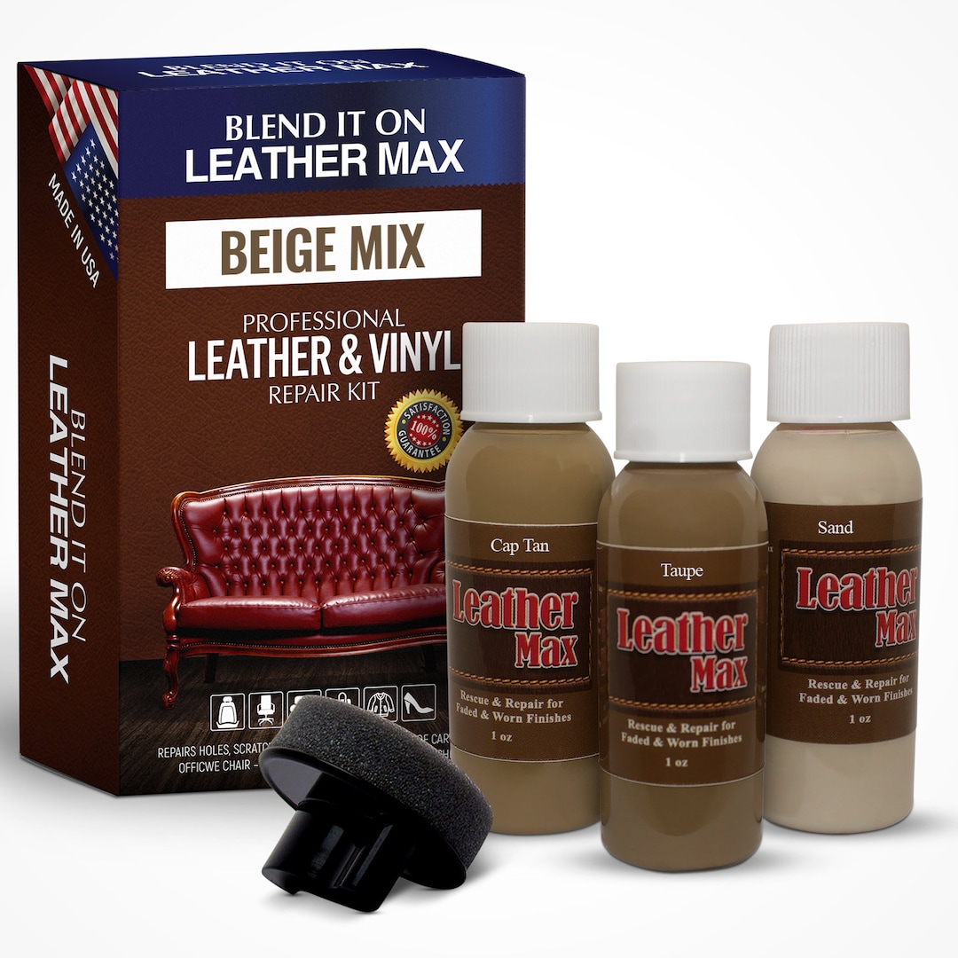 Leather Max Beige Mix Vinyl and Leather Repair Kit - for Your Furniture ...