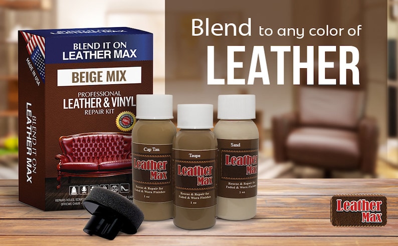 Leather Max Beige Mix Vinyl and Leather Repair Kit - for Your Furniture ...