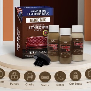 Leather Max Beige Mix Vinyl and Leather Repair Kit - for Your Furniture ...